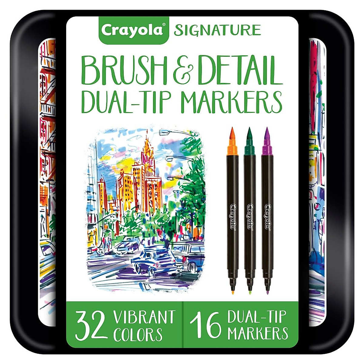 Crayola Brush & Detail Dual Tip Marker Set (32ct), Adult Coloring Markers, Gifts for Teens & Adults
