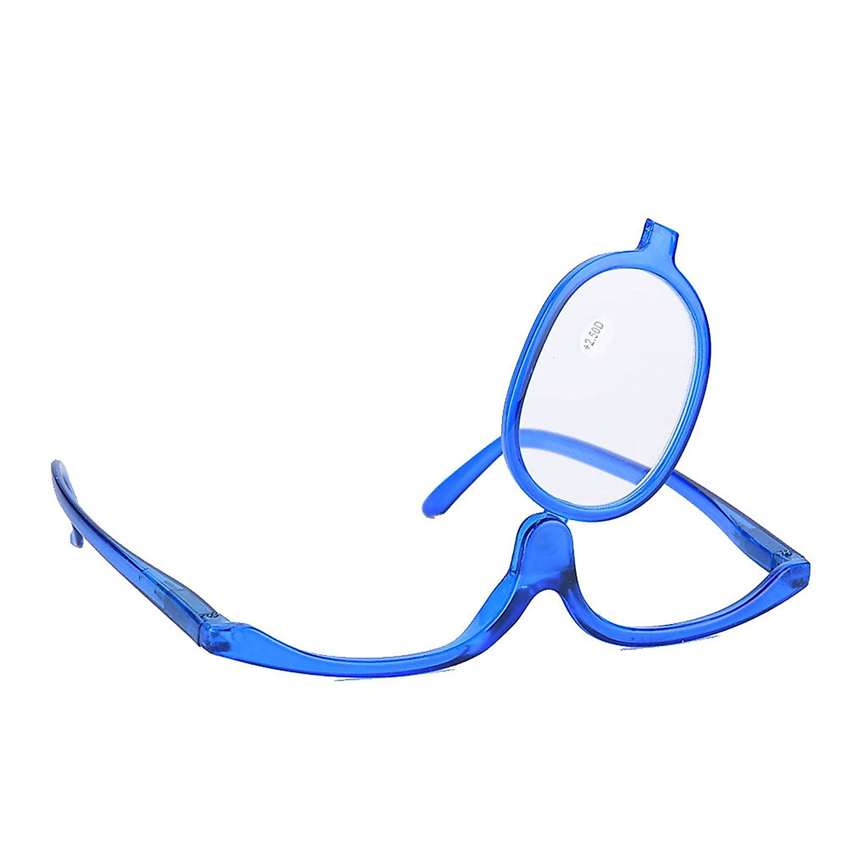 Brrnoo Eye Makeup Glasses, Make Up Makeup Glasses with Foldable, Magnify Eye Makeup Glasses Single Lens Rotating Glasses Women's Makeup Essential Tool(250 + blue)