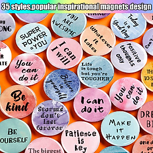 Inspirational Quote Refrigerator Magnets Motivational Fridge Magnets Watercolor Round Encouragement Refrigerator Magnets for Classroom Whiteboard Locker Fridge Supplies (35 Pieces)