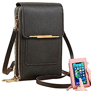Inboxxe Anti-theft Leather Bag, Small Crossbody Cell Phone Purse for Women RFID Blocking PU Leather Crossbody Bag (Black)