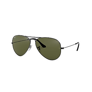 Ray-Ban RB3025 Classic Aviator Sunglasses, Gunmetal/Polarized G-15 Green, 62 mm