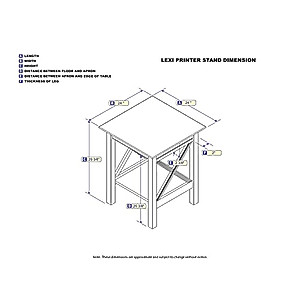 AFI Lexi Printer Stand with Charging Station, Walnut AH10254