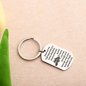 FUSTMW Truck Driver Gifts Keychain May Your Guardian Angel Ride with You Drive Safe Key Chain Long Distance Relationship Gift for Trucker Wife Couple Gifts for Him (Truck Keychain)
