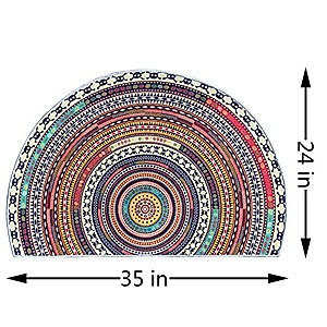 Home Half Round Door Mat Bohemian Style Indoor Welcome Doormat Outdoor Carpet Entrance Rug Living Room Bedroom Entrance Mat Bohemian Morocco Mystic Mandala Style Rugs…