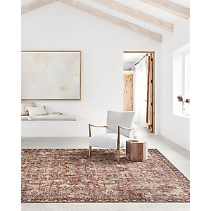 Valenrug Washable Rug 5x7 - Ultra-Thin Antique Collection Area Rug, Stain Resistant Rugs for Living Room Bedroom, Distressed Vintage Rug(Orange, 5'x7')