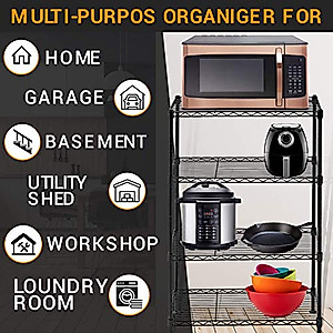 Juggernaut Storage WS201232-4BLK x 12"D x 32"H 4-Tier Wire Shelving Unit, 340 lb Capacity, Black"