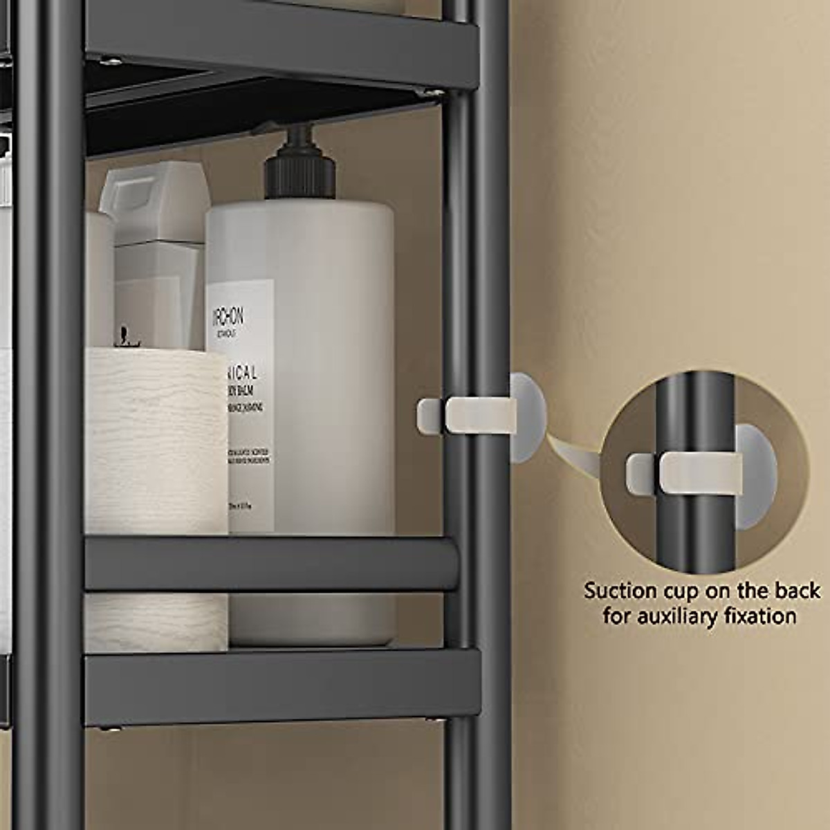 WPT Over-The-Toilet Storage, 3-Tier Bathroom Organizer with Shelves, Space Saver Toilet Rack, Stainless Steel, Easy to Assembly, Black