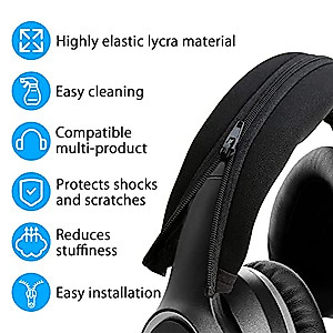PChero Replacement Headphone Headband Cushion Pad Cover with Zipper, Head Band Protector Compatible with ATH M50, M40X, M40, G PRO X, HS50, HS60, HS70 Over Ear Headset (Black)