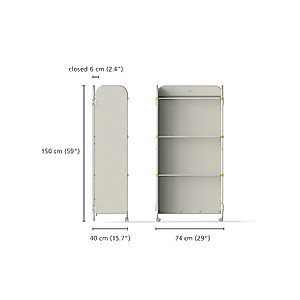 Joseph Joseph Eclipse 3-Tier Adjustable Laundry Drying Rack, Integrated Fabric Cover, Foldable with Wheels, Heavy Duty, Ecru