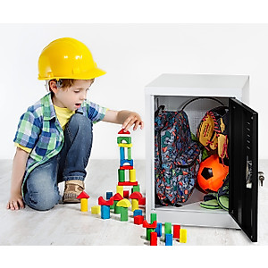 AdirOffice Kids Steel Metal Storage Locker - Heavy Duty Storage Organizer with Key and Hanging Rods - Ideal for Home, Gym & School - (24 in 1 Door, Black)