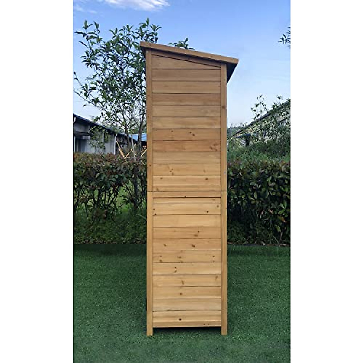 Hanover Outdoor Durable Double Door Wooden Shed for Tools and Garden Supplies with Shelf and Locking Latch, 36 Cu.Ft. Capacity (4.4' x 5' x 1.6'), Outdoor Storage for Backyard with Waterproof Roof