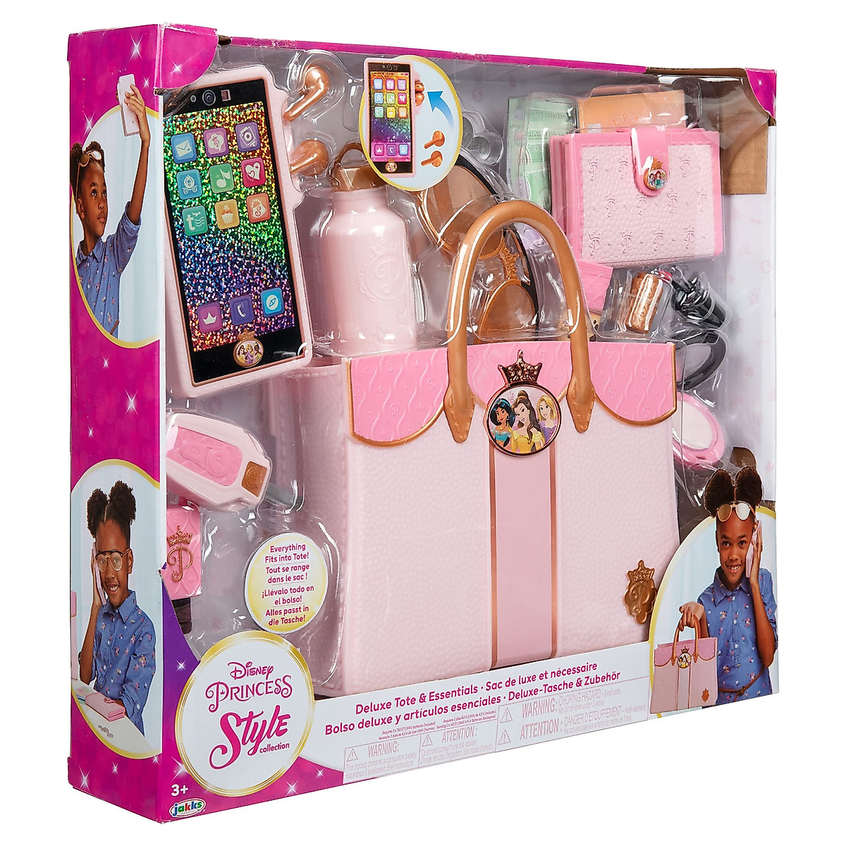 Disney Princess Style Collection Deluxe Tote Bag & Essentials [Amazon Exclusive], Pink