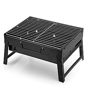 Folding Portable Barbecue Charcoal Grill, Barbecue Desk Tabletop Outdoor Stainless Steel Smoker BBQ for Outdoor Cooking Camping Picnics Beach (M1)
