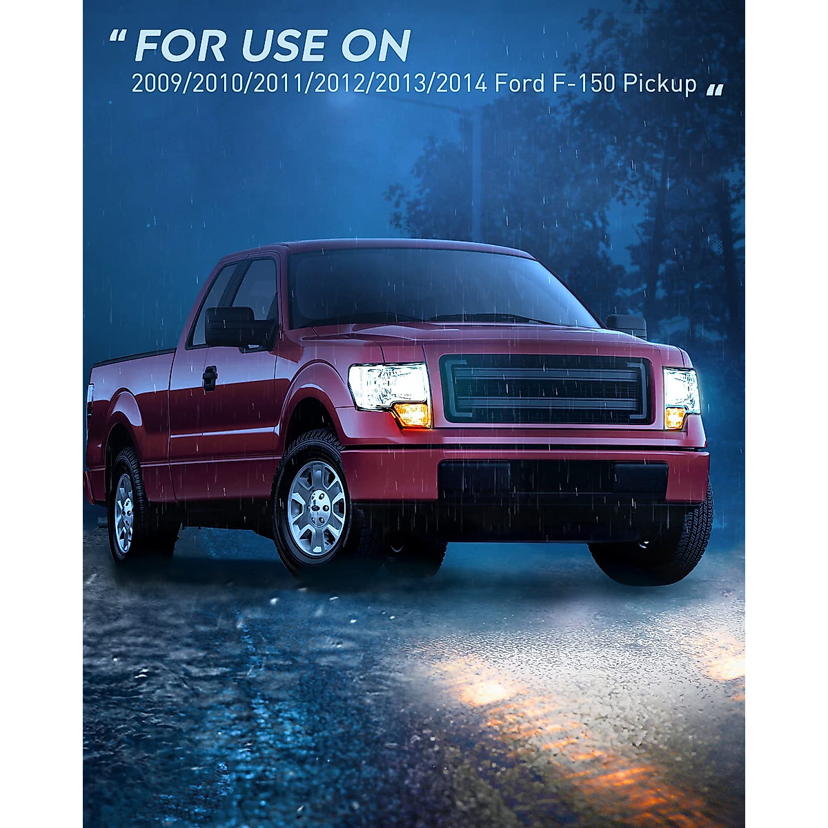 Nilight Headlight Assembly 2009 2010 2011 2012 2013 2014 F150 Chrome Housing Clear Corner Clear Lens Headlamp Replacement Driver and Passenger Side 2 Pack