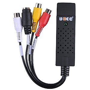 UCEC RCA to USB Converter, USB 2.0 Audio Video Capture Card Device for PC, Analog to Digital Video Converter, VHS VCR TV to DVD Converter Support Win 2000/ Win Xp/Win Vista/Win 7/ Win 8/ Win 10