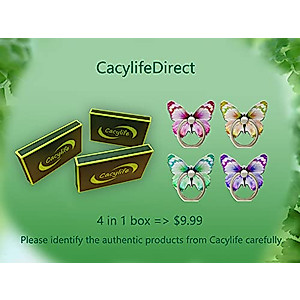 Cacylife Cute Butterfly Cellphone Stand Set,Kawaii Ring Holder Grip For Girls and Women,Compatible with iPhone,Samsung Galaxy,iPad,Tablet and other Phones or Case(4 Pack with Pink,Yellow,Purple,Green)