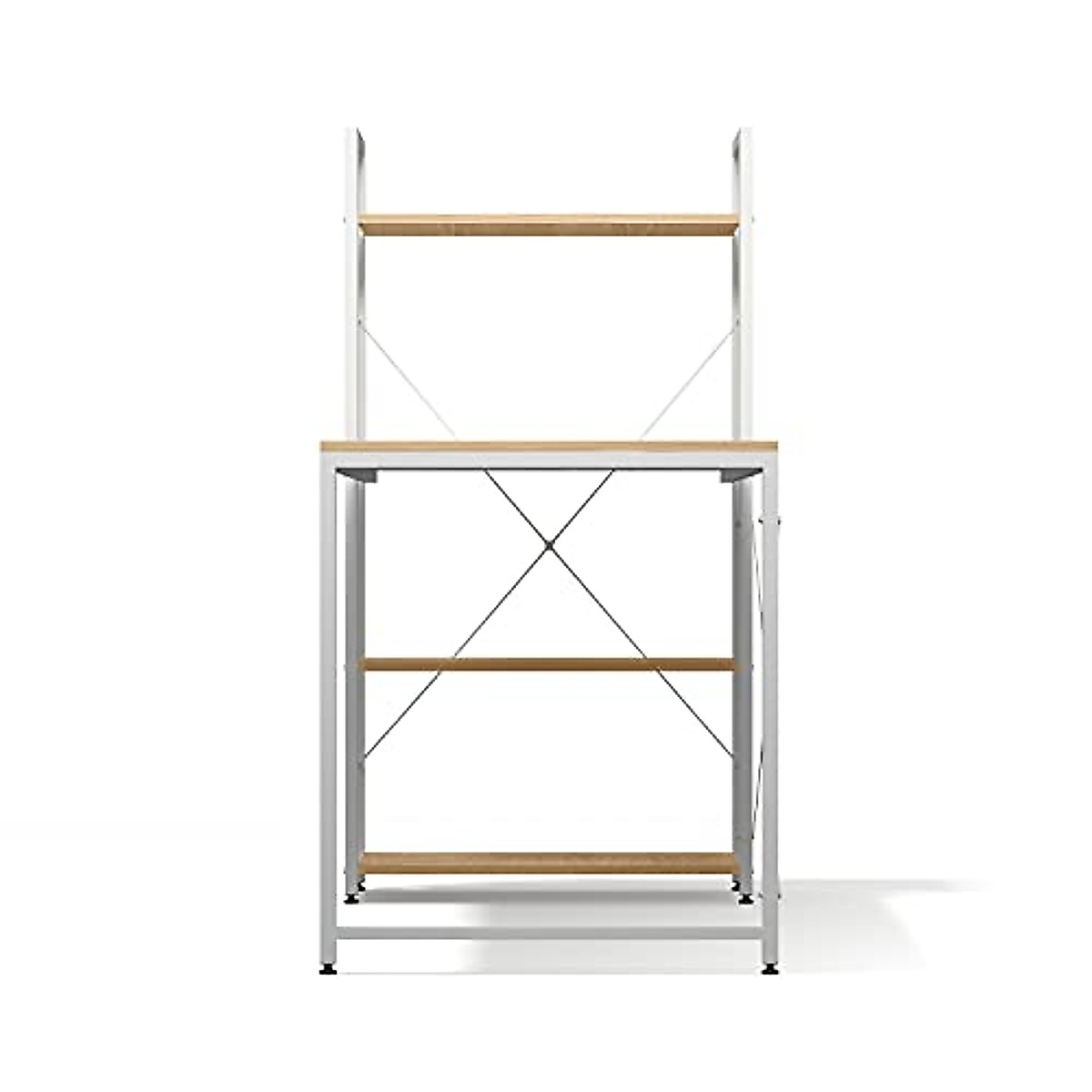 Ames 55" Reversible Gaming Computer Desk with Adjustable Shelves, Home Office Desk, Grommet Cable-Management, Leveler Feet, Easy Assembly, White/White Oak