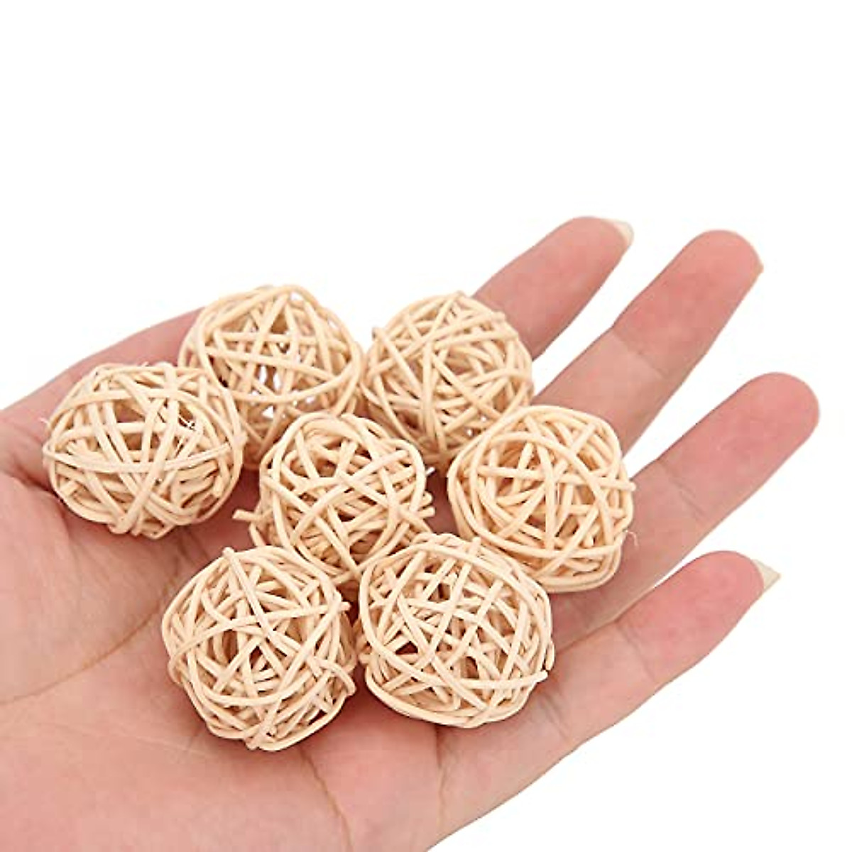 10Pcs Rattan Balls, Sepak Takraw Toy Natural Color Rattan Safe and Harmless Parrot Small Animal Chew Toy for Parrot
