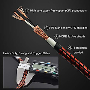 Primeda Auidophile 2RCA Male to 2RCA Male Stereo Audio Cable,Gold Plated | 4N Oxgen-Free Copper Core (2.5 Feet (0.75M))