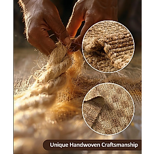 SUMGAR Neutral 100% Jute Rug 8x10 Ft Hand Woven Boho Area Rug Fiber Braided Checkered Large Carpet Home Decor for Living Room Bedroom Dining Room