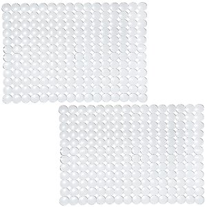 Coopay 2 Pack Kitchen Sink Mat Plastic Sink Protect Mat PVC Eco-Friendly Kitchen Adjustable Stainless Steel/Porcelain Dish Drying Pad Sink Protector for Bottom of Kitchen Sink, 15 x 11 Inches (Clear)
