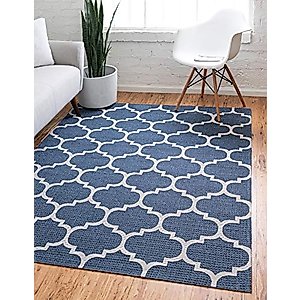 Rugs.com Georgia Collection Rug – 7' x 10' Navy Blue Flatweave Rug Perfect for Living Rooms, Large Dining Rooms, Open Floorplans