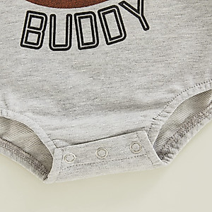 YOKJZJD Newborn Infant Baby Boy Girl Football with Daddy Romper Sweatshirt Long Sleeve T-Shirt Bodysuit Fall Winter Outfits (Gray, 0-6 Months)