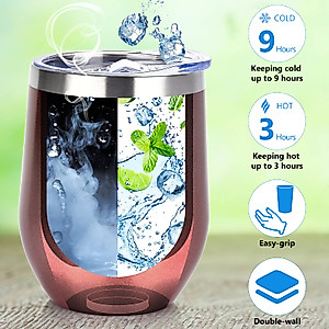 ONMIER Women Men Gifts - Birthday Valentines Day Christmas Holiday for Ladies, Coworkers and Friends - 12 oz Wine Tumbler Cup Set, Thank You Anniversary Appreciation Farewell Present (Gold)