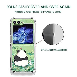 Yotta for Samsung Galaxy Z Flip 5 Case Cute Panda Phone Cover Ultra-Thin Fit Shockproof TPU Bumper Protection Cases Slim Anti-Scratch Folding Soft Protective Covers(Color:A)