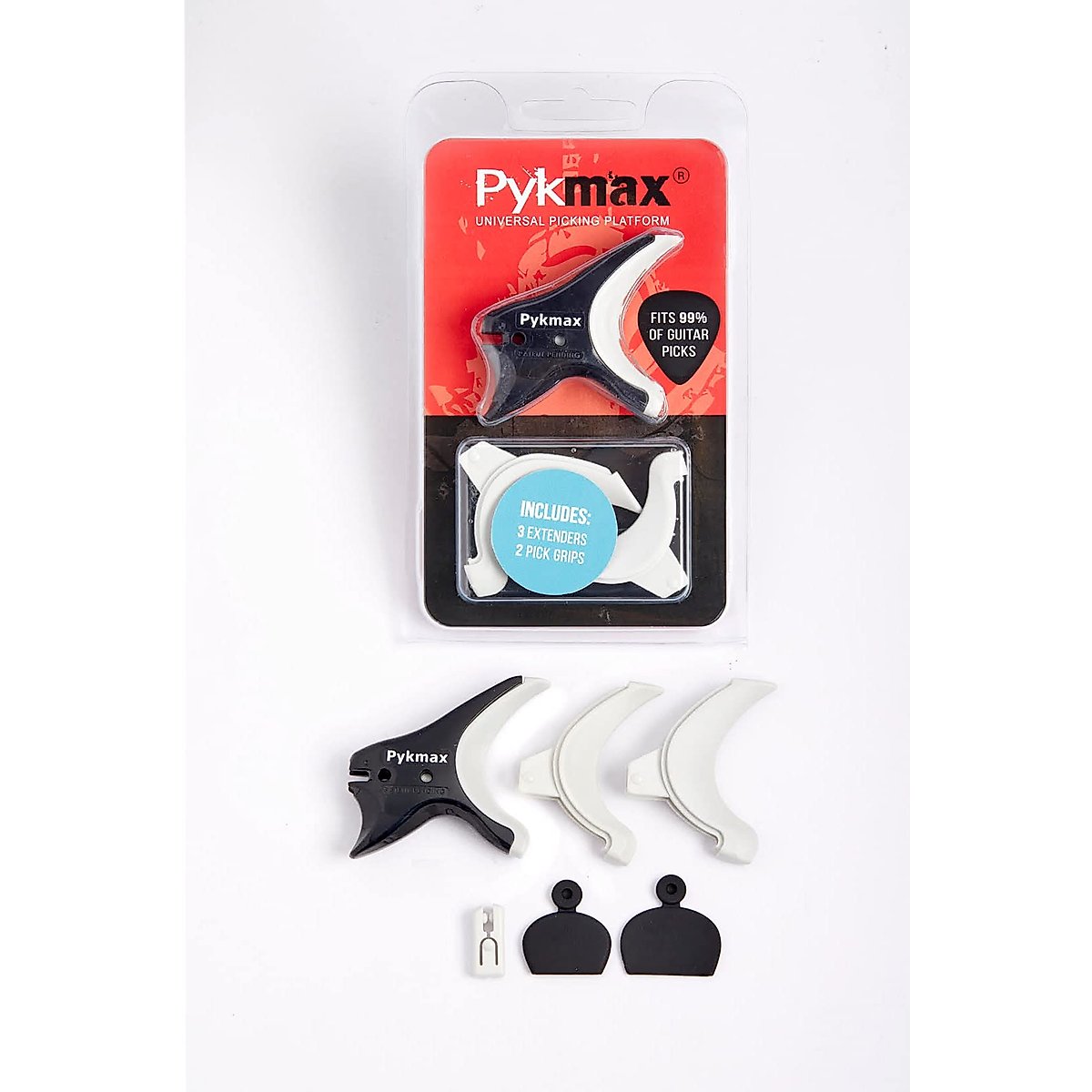 Pykmax UPP - Snap-In and Instantly Upgrade Your Guitar Pick - Includes Three Extenders, Two Pick Grips - Ergonomic, Never Drop Your Pick Design. For All Player Levels.