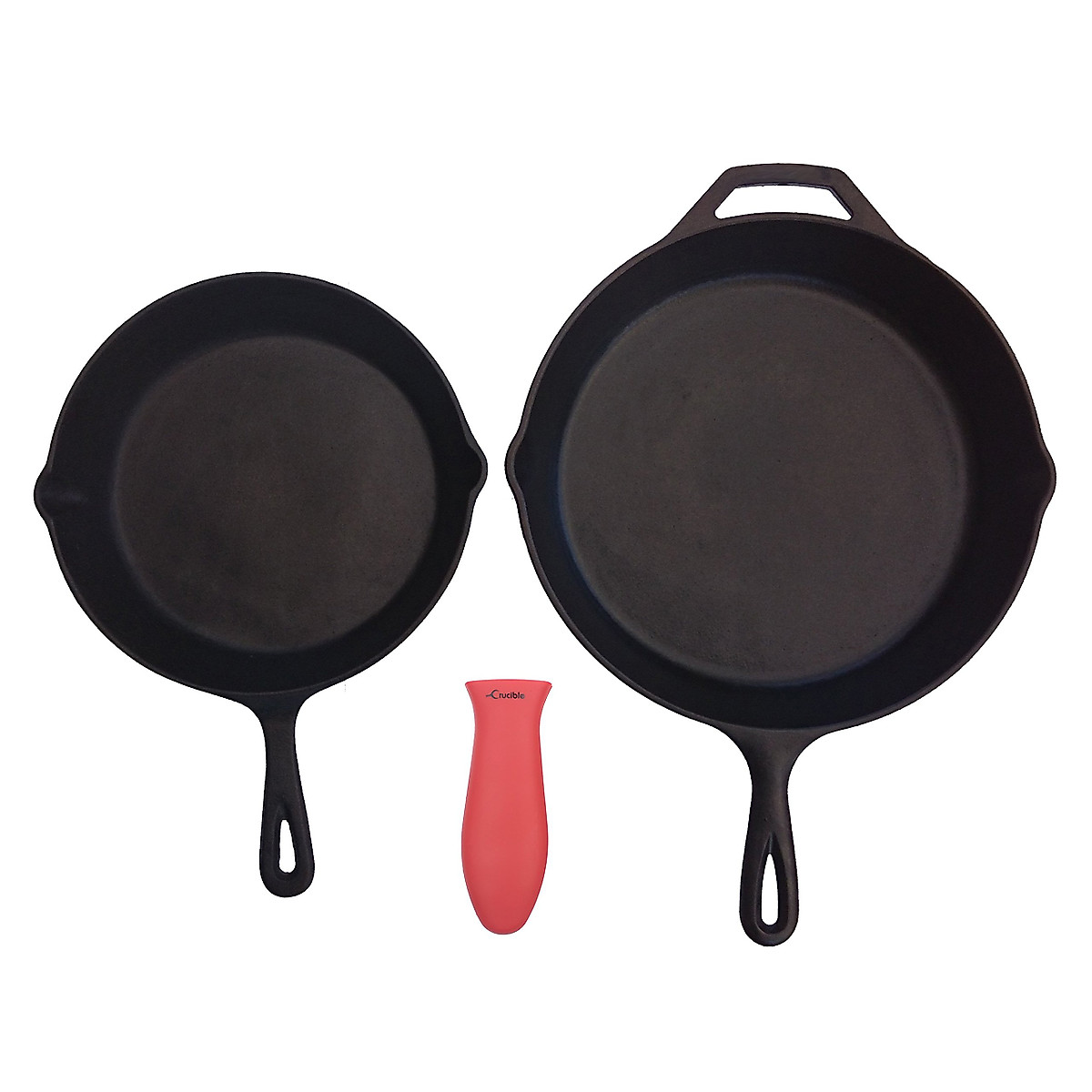 Silicone Hot Handle Holder, Potholder (Large Red) for Cast Iron Skillets, Pans, Frying Pans & Griddles, Metal and Aluminum Cookware Handles - Sleeve Grip, Handle Cover