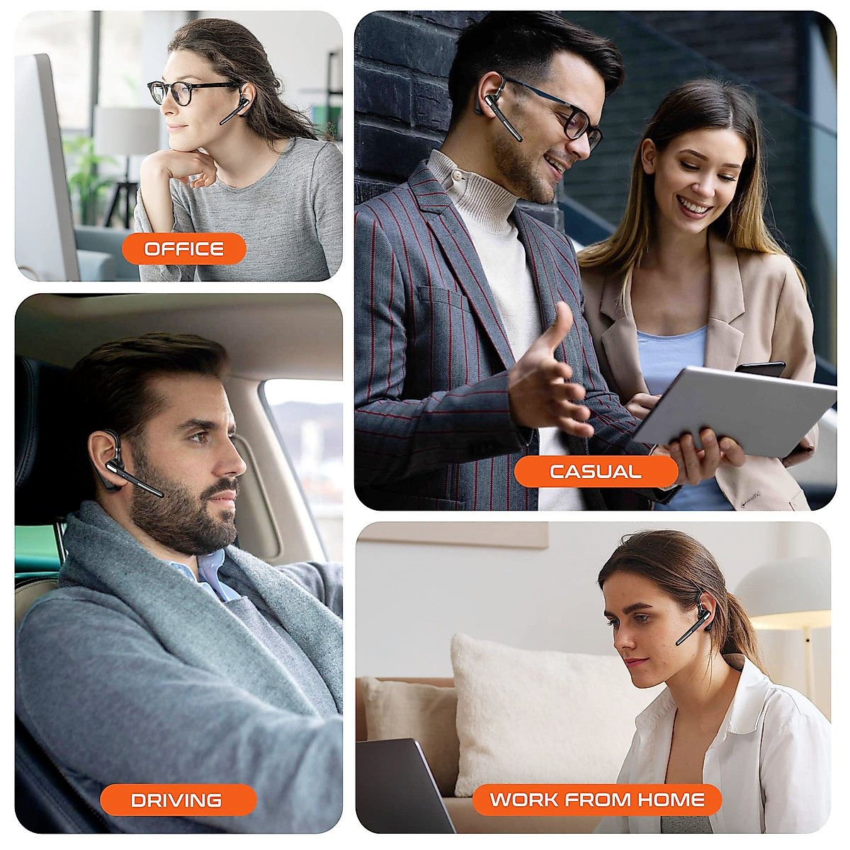 Ultralight Bluetooth Headset with Noise Cancelling Microphone, Business Wireless Headphones with Mic, Auto-Pair USB Dongle for PC/Laptop, Handsfree, Mute & Volume Buttons, for Meet|Skype|Zoom|Teams