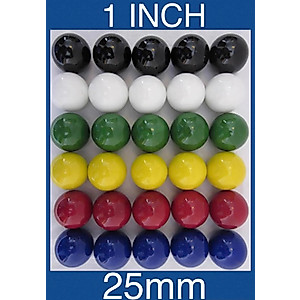 Big Game ~30 Large 1" (25mm) Replacement Solid Glass Marbles for Chinese Checker, Aggravation, Wahoo, Dirty Marbles, Board Game (5 of Each Color)