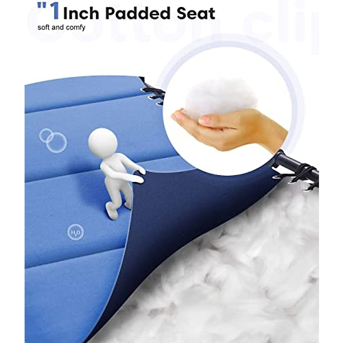 Ezcheer Outdoor Folding Lounge Chair Oversized, 4 inch Bigger XL Sun Tanning Chaise, Light-Weight Support 300lbs Lawn Camping Beach Recliner with Storage Bag (Blue)