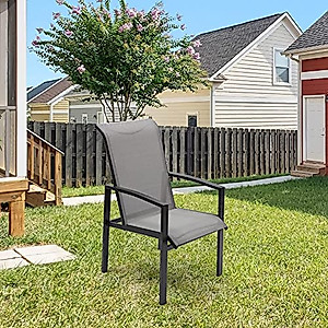 Dulce Domi Patio Chairs Set of 4, Rust-Free Outdoor Chairs W/Metal Slat Finish, 2x1 Textilene Dining Chairs Set of 4, Patio Chairs L23”xW22”xH38” Max Weight 280 Lbs