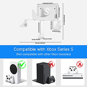 Wall Mount for XBOX Series S, XBOX Series S Wall Mount Kit, with Detachable Controller Holder & Headphone Hanger & Dust Plugs Net kits, Metal Stand for XBOX Series S (NOT FOR XBOX ONE S)
