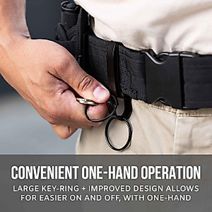 TKH-S1 Stealth Tactical Key Ring Holder for Duty Belts, Quick Release Clip w/2 XL Detachable Rings Max 2.25" Belt For Police, Correctional, Fire Dept