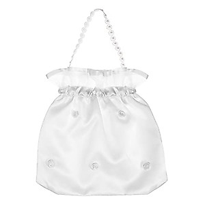 balacoo Wedding Bag Bride Bag White Bridal Bridesmaid Flower Decorated Bag， Bridal Purse Wedding Favor