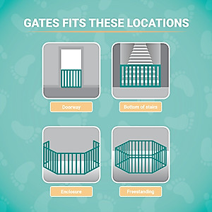 KidCo - Custom Fit Auto Closing ConfigureGate Baby Gate with with 30 Inch Door Section, Baby Fence, Safety Gate (Black)