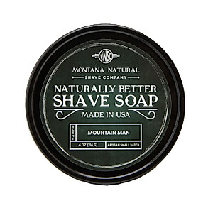 MNSC Mountain Man Artisan Small Batch Shave Soap for a Naturally Better Shave - Smooth Shave, Hypoallergenic, Prevent Nicks, Cuts, and Razor Burn, Handcrafted in USA, All-Natural, Plant-Derived