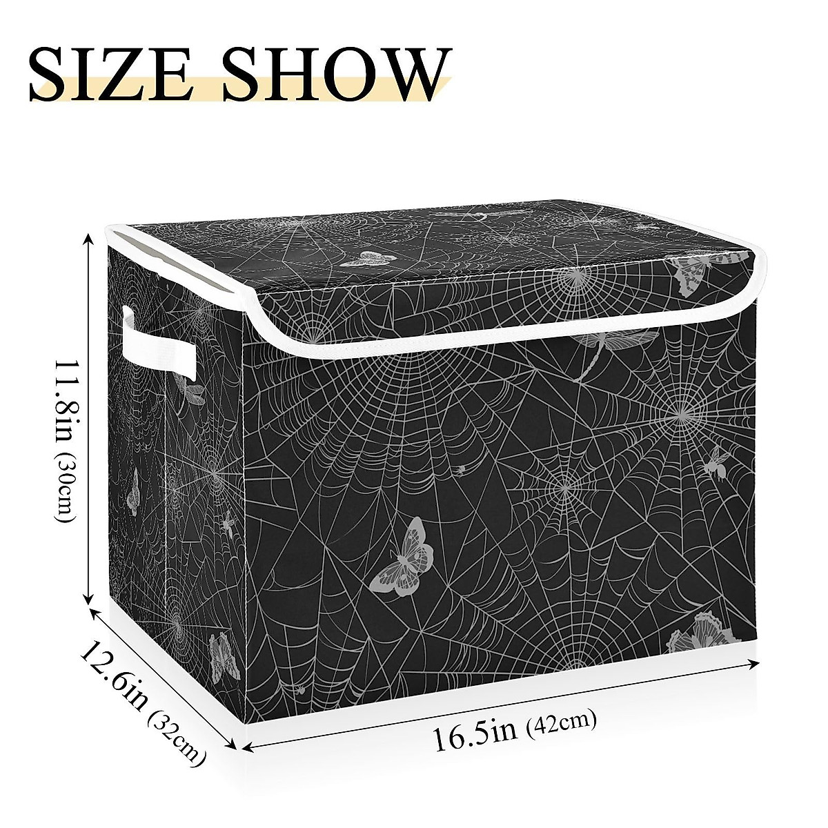 senya Halloween Storage Baskets Collapsible Storage Bins with Lids, Spiderweb Butterfly Dragonfly Storage Boxes Clothes Baskets for Organizing
