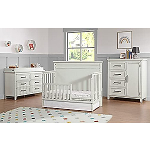 Soho Baby 49095480 Ellison Crib to Toddler Bed Guard Rail Conversion Kit, Wire Brush Rustic White Finish, GreenGuard Gold Certified