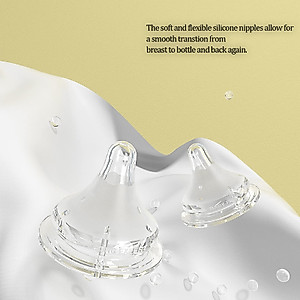 Gulicola PPSU Baby Bottles for Breastfeeding Babies with Storage Cap, Anti-Colic, Medium Flow, 3 Months+, 5 oz, 2 Count (Grey White)