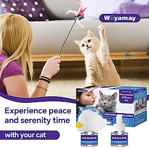 Woyamay Cat Calming Diffuser Kit - 3-in-1 Cat Pheromone Diffuser for Anxiety & Stress Relief-Includes 1 Diffuser and 2 Refill Vials (48ml Each)-Provides 60 Days of Comfort and Relaxation for Your Cat