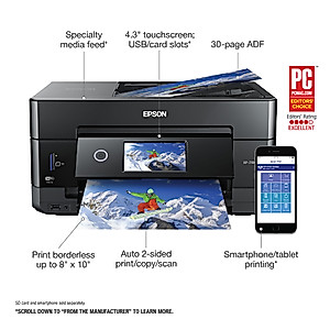 Epson Expression Premium XP-7100 Wireless Color Photo Printer with ADF, Scanner and Copier, Black