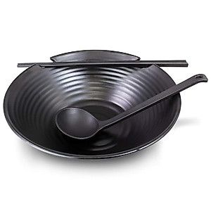 [2 Sets] Ramen Bowls, 37oz Large Plastic Noodle Bowl Set, Dishes with Chopsticks and Spoons