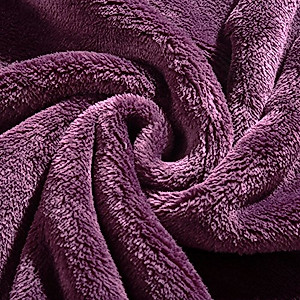 Reafort Ultra Soft Flannel Fleece All Season Light Weight Living Room/Bedroom Warm Throw Blanket (Purple, King 108"X92")