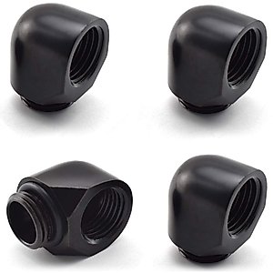 SDTC Tech 4-Pack G1/4" Male to Female Extender Connector 90° Angle Elbow Fitting for PC Water Cooling System