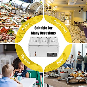 Commercial Food Warmer 3 Pan, Electric Buffet Server and Food Warmer, 600W Professional Countertop Stainless Steel Buffet, Chafing Dish Set with 86-185°F Temp Control for Catering and Restaurants