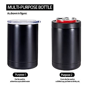 Can Cooler 3in x 4.25in Can Cooler insulated 3-in-1 Stainless Steel Beer Can Cooler universal (black1pcs)